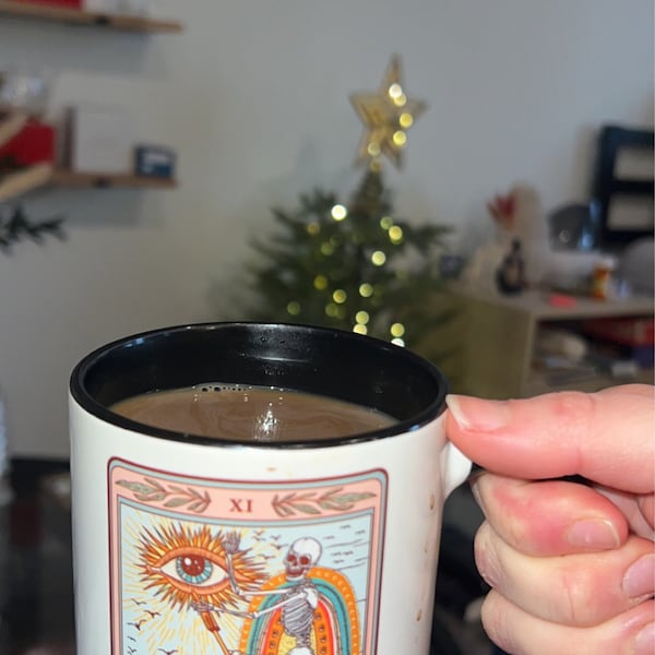 Audacity Tarot Card Mug, Occult Skeleton Tarot Card Coffee Mug, the ...