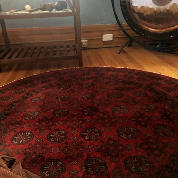 6x6 Round Rug, Handmade Afghan Blue Floral Persian Circle Rug, Oriental ...