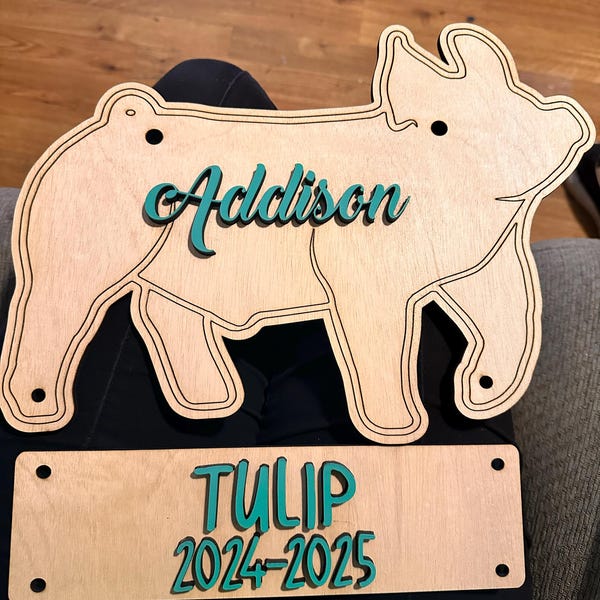 Show Pig Stall Sign With Hanging Name Plate, Wood Livestock Show Sign ...