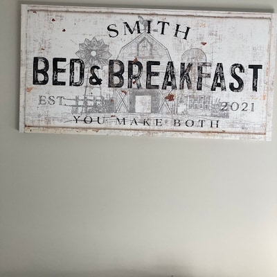 Bed and Breakfast Sign Modern Farmhouse Wall Decor Custom Family Name ...