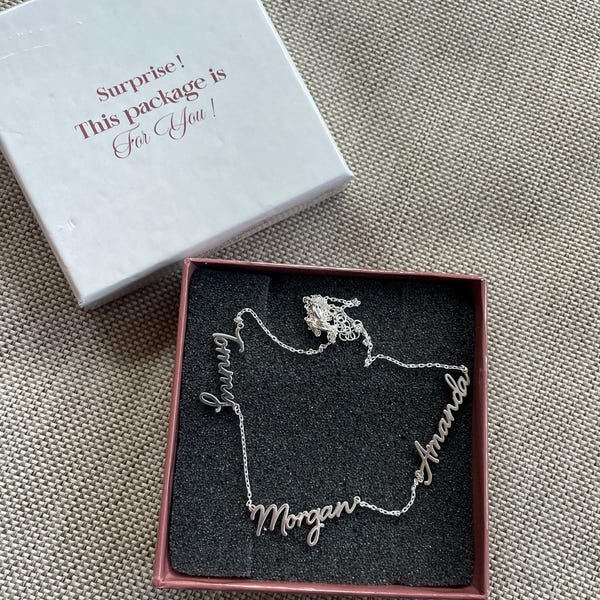 Multi-name Family Necklace, Multiple Nameplated Necklace, Personalized ...
