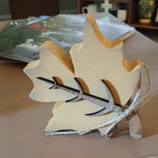 Wood Fall Leaves Rustic Maple Leaf Thanksgiving Decor Orange Gold Green ...