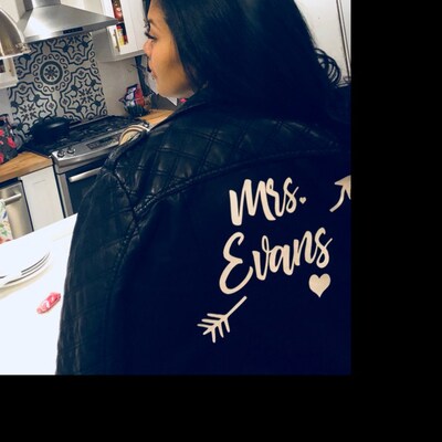 Custom Mrs. Leather Jacket Iron on Heat Transfer, Mrs. Jacket, Mrs. Denim Jacket, Personalized ...