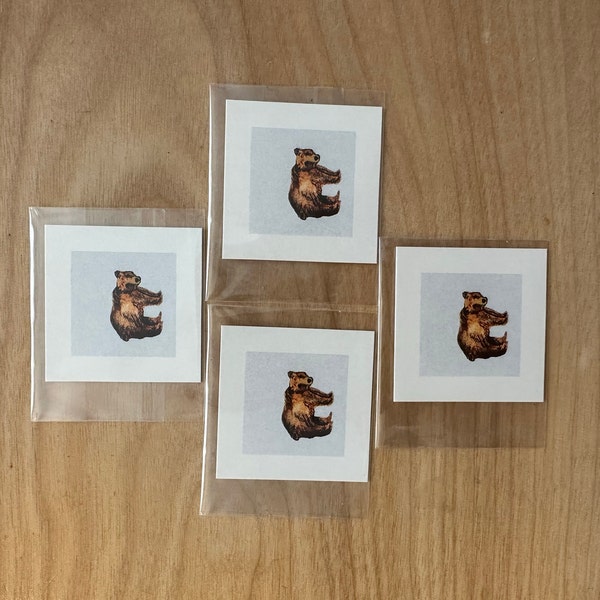 Miniature Bear Art PRINT - Tiny Watercolor 1-inch Mini Animal Wall ...