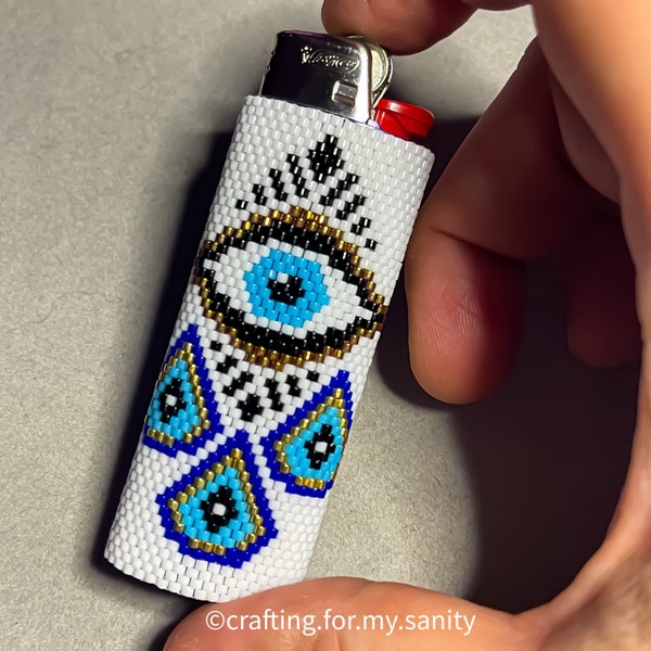 Evil Eye Lighter Cover Pattern Ethnic Lighter Beading Pattern Seed Bead ...