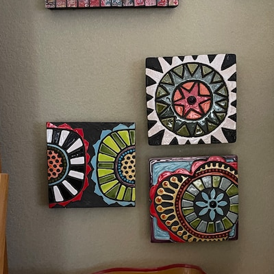 Large Ceramic Wall Art choose From 4 Patterns Global Folk - Etsy