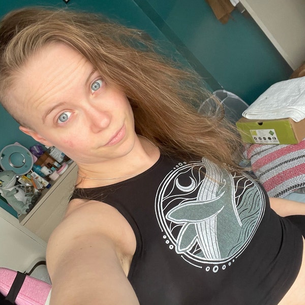 Glow in the Dark Whale Fitted Crop Top - Sacred Geometry Crop Top ...