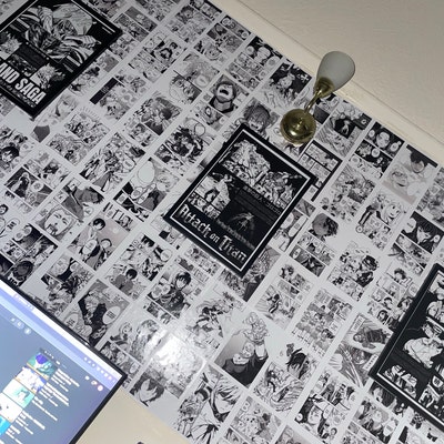 1250 Anime Manga Panels Wall Collage Kit Anime Black & White Collage ...
