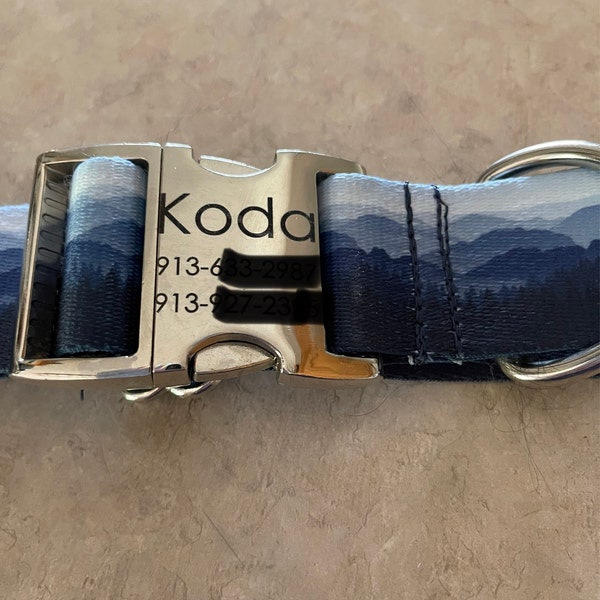Personalized Mountain Landscape Dog Collar in Teal, Blue, and Purple - Etsy