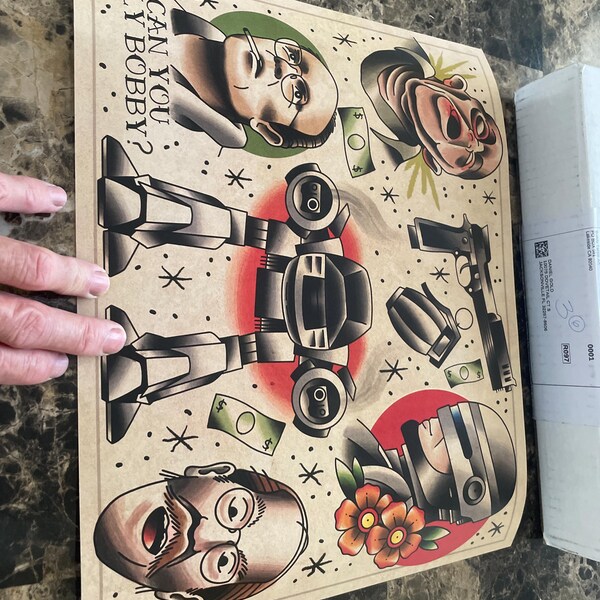 Robocop American Traditional Tattoo Flash Sheet - Etsy