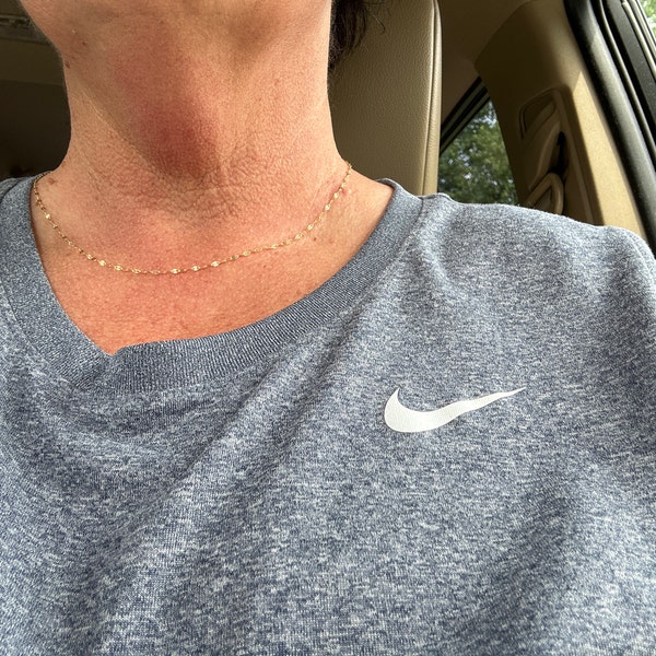 14K Real Gold Sparkle Chain Necklace,glitter Chain Necklace, - Etsy