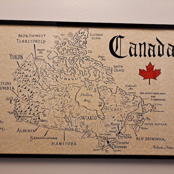 Canada Hand Drawn Map - Etsy