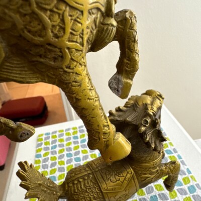Vintage Copper Goat Head Statue Figurine Collection Huge Animal Zodiac ...
