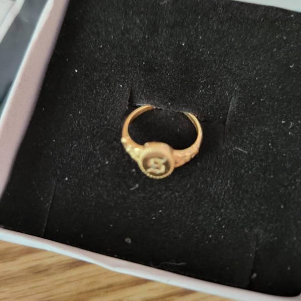14K Gold Filled Signet Ring, Pinky Signet Ring, Old English Jewelry ...