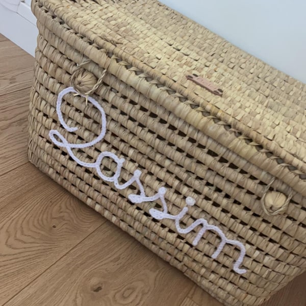 Personalized Wicker Storage Trunk, Customizable Palm Leaf Storage Chest ...