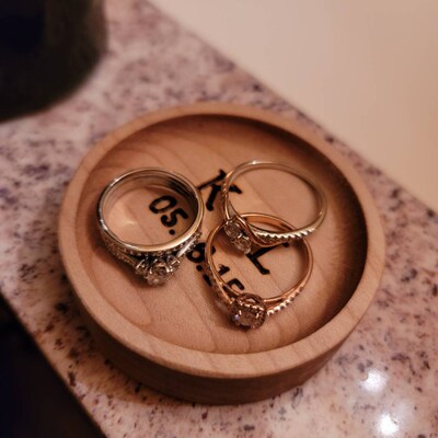 Wood Ring Dish / Maple / Initials Date - Etsy