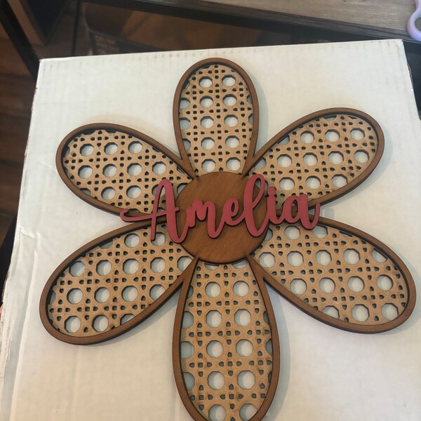 11” Rattan Daisy, Boho Daisy, Nursery Sign, Farmhouse Style ...