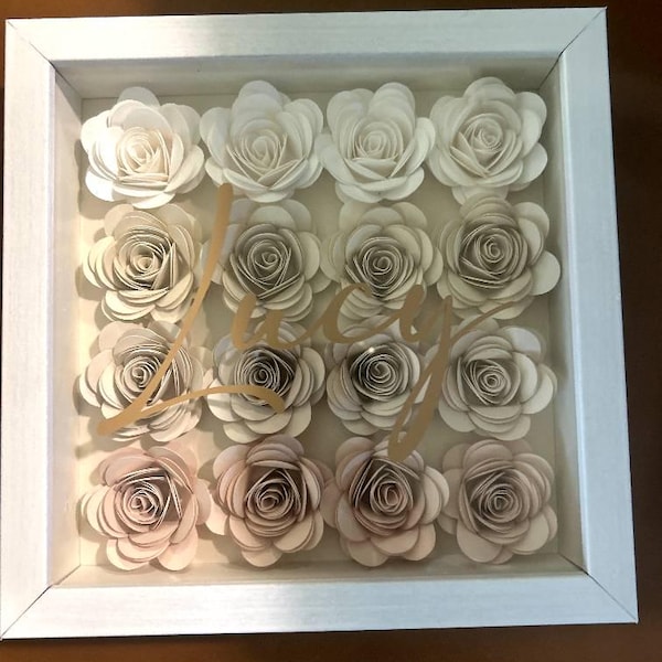 Floral Memory Photo Shadow Box - Solid |custom Personalize Rose Box ...