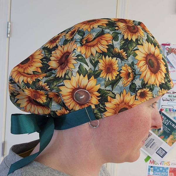 Anatomy Scrub Cap for Women, Uterus Surgical Caps, Ponytail Scrub Hat ...