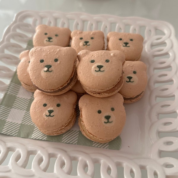 Teddy Bear French Macarons 6, 12, 24 - Choose Your Flavors - Edible ...