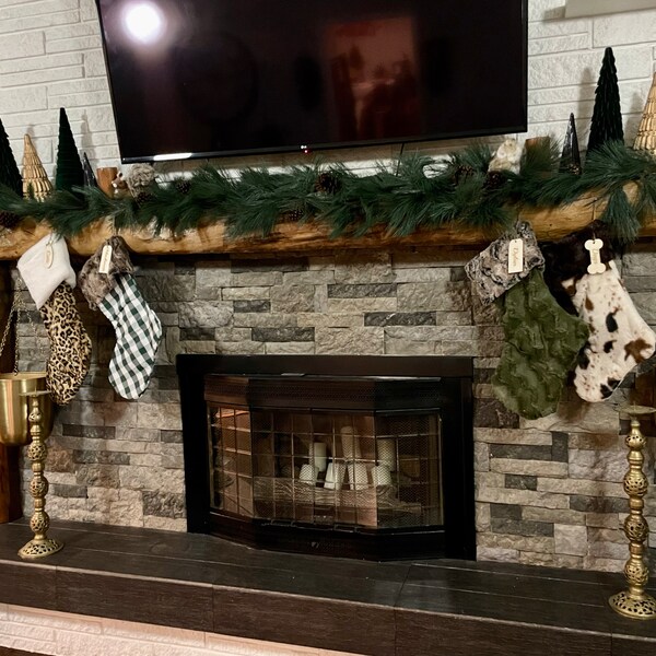 Plaid Stocking, Green Plaid Christmas Stocking, Personalized Green ...