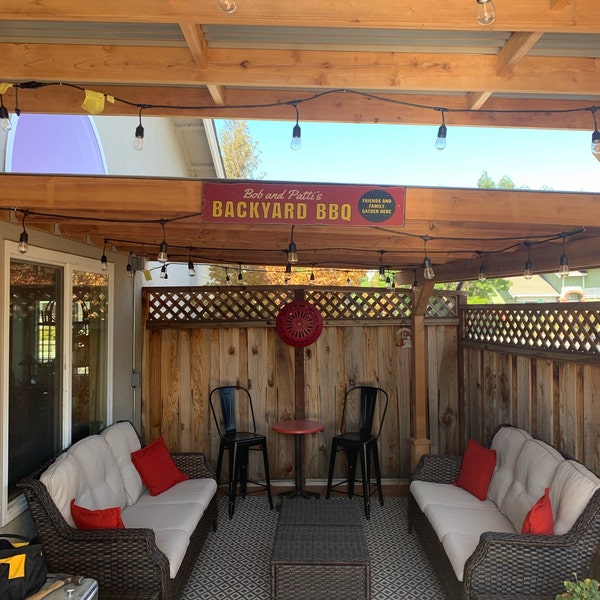 Backyard BBQ Sign, Custom Barbecue Sign, Grill Master Gift for BBQ ...