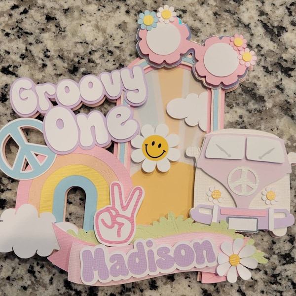 Groovy Cake Topper, Hippie Cake Topper, Groovy Birthday Party, Five is ...