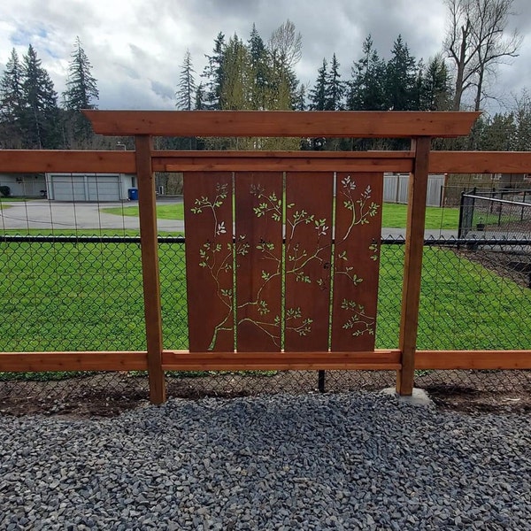 Branch Panels, Rusty Privacy Screen, Garden Panel, 48x12", Garden Décor ...