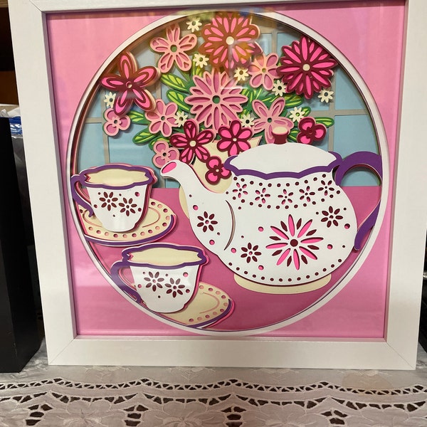 3D TEA PARTY SVG - Shadow Box Svg - Layered Cardstock Svg - for Cricut ...
