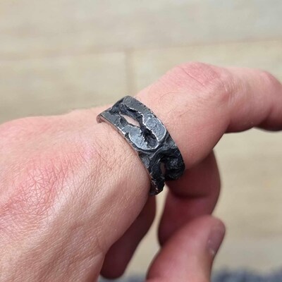 Wide Square Iron Ring, Men's Women's Geometric Ring, Unique Hand Forged ...