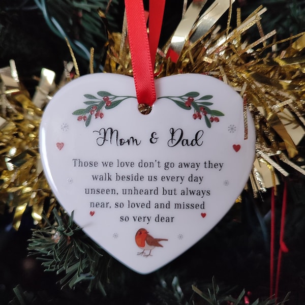Personalised Memorial Christmas Bauble, in Memory Ornament, Christmas ...