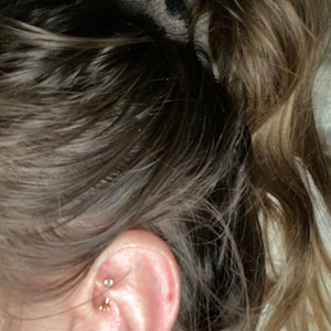 14k Solid Gold Rook Piercing,daith,internally Threaded Curved Barbell.2 ...