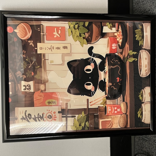 Happy Cat Riding Whale Poster, Cartoon Cat and Whale, Joyful Fun Animal ...