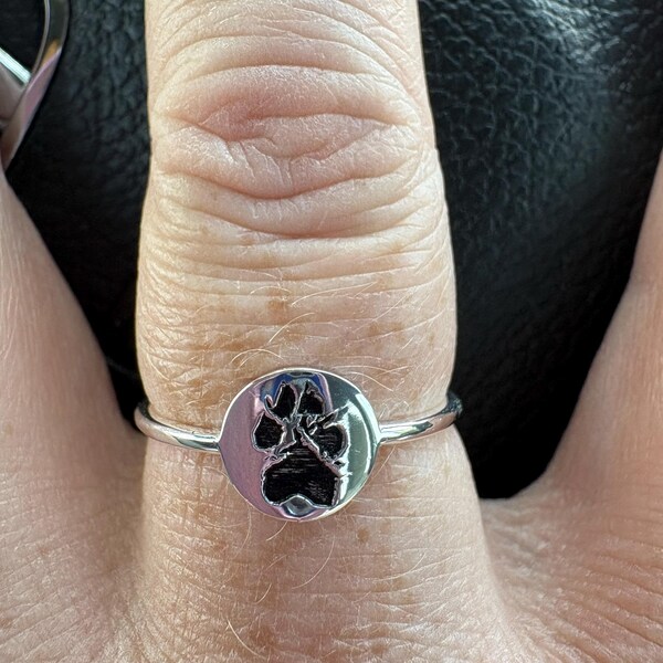 Personalized Paw Print Ring •pet Memorial Gift •custom Paw Print Ring ...