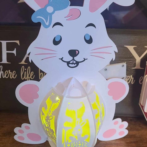 Pack 3 Bunny Lantern PDF, SVG, Studio Template - Bunny Easter Egg ...