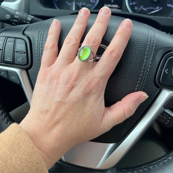 Small Silver Mood Ring | Real Color Changing Mood Ring With Mood Color ...