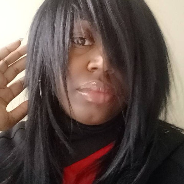 Emo Wig Scene, Cosplay Wig Commission, Jet Black Wig Straight, Bang Wig ...