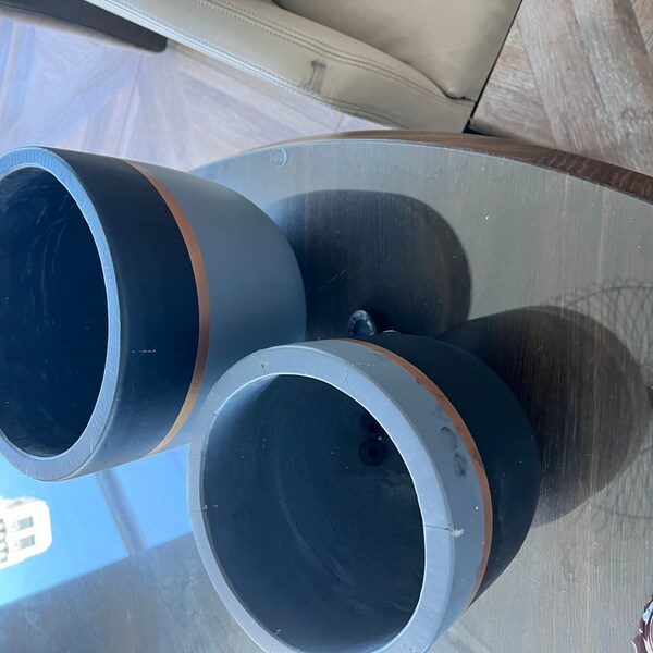 Priene HOME | Geometric Ceramic Hanging Planter | Set of 2 (black ...