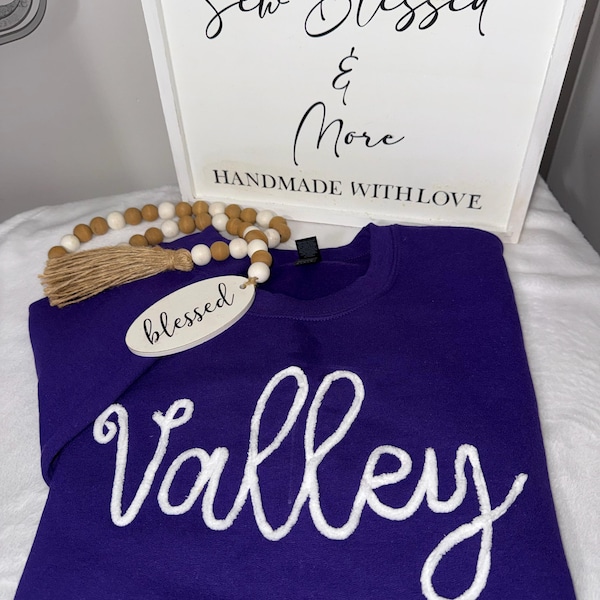 Chenille Yarn Script Font Applique Embroidery Seven Sizes 2, 3, 4, 5, 6 ...