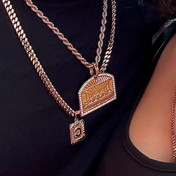 18K Gold Initial Letter Necklace, Medal Gold Initial Letter Pendant ...