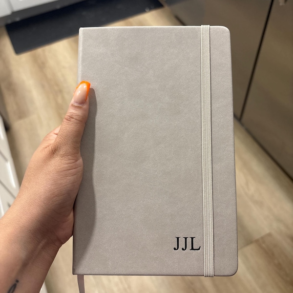 Stone Vegan Leather Journal / Notebook - Personalized / Monogrammed - Etsy