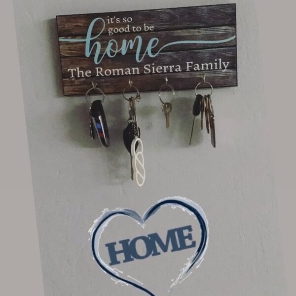 Personalized Key Ring Holder, Family Key Holder, Home Key Rack, Couples ...