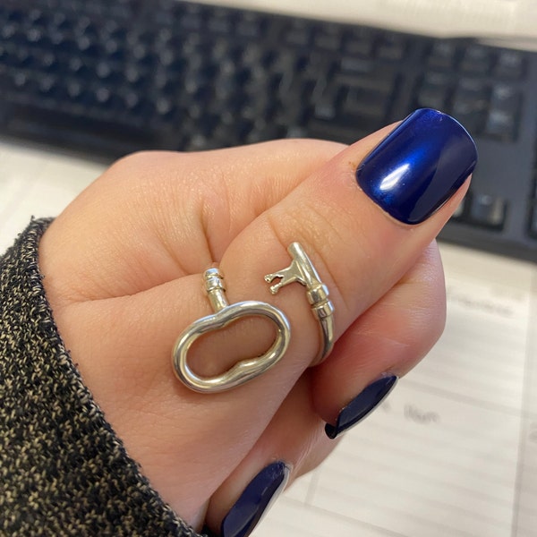 Handmade Splint Ring Silver, German Silver Heart Splint Ring, Finger ...