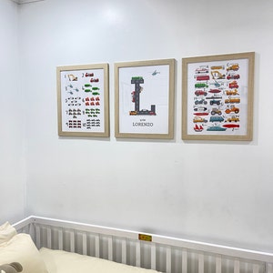 Set of 3 Ocean Sea Alphabet and Numbers Wall Art in Blue, Personalised ...