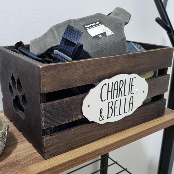 Dog Toy Box Personalized With Paw Hole, Dog Toy Storage, Dog Crate ...