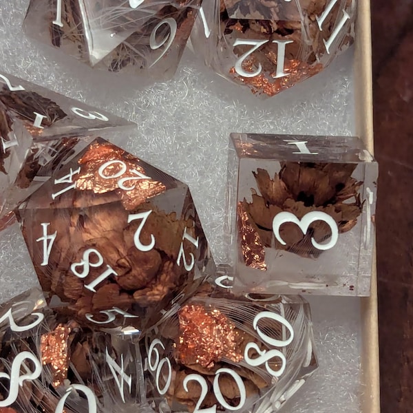 Pine Cone and Feather Wisps Dnd Dice Set, Polyhedral Dice, D&D Dice ...