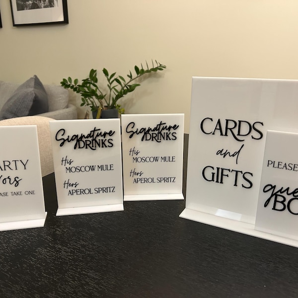 Cards and Gifts Sign Wedding, Acrylic Wedding Sign Set, Cards & Gifts ...