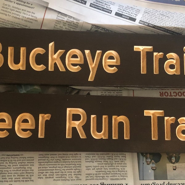 CUSTOM Hiker Trail Hiking Trail Sign Routed Carved Sign Dark Brown With ...