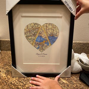 Unique Wedding Gift for Couple, Engagement, Personalized Map Heart Art ...