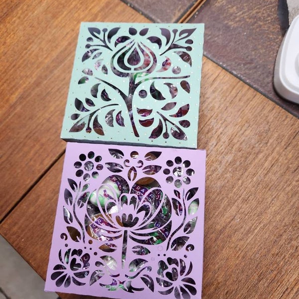 Floral Gift Boxes SVG Bundle, Papercut Box Template, Box With Flower ...
